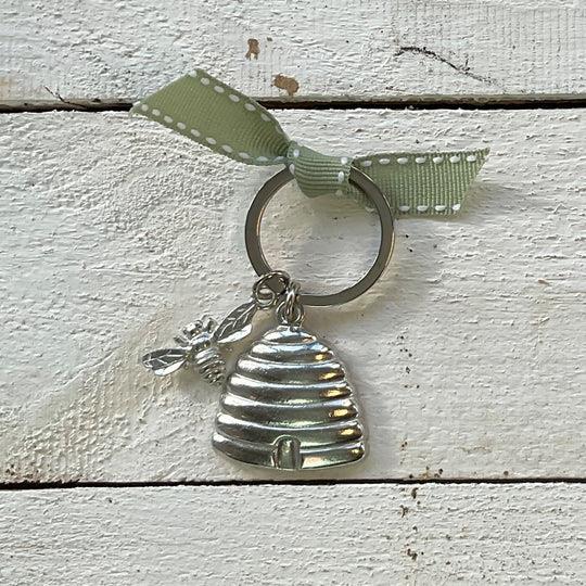 Bee & Beehive - Pewter Keyring - 5.7cms - Compton & Clarke – MadMolly