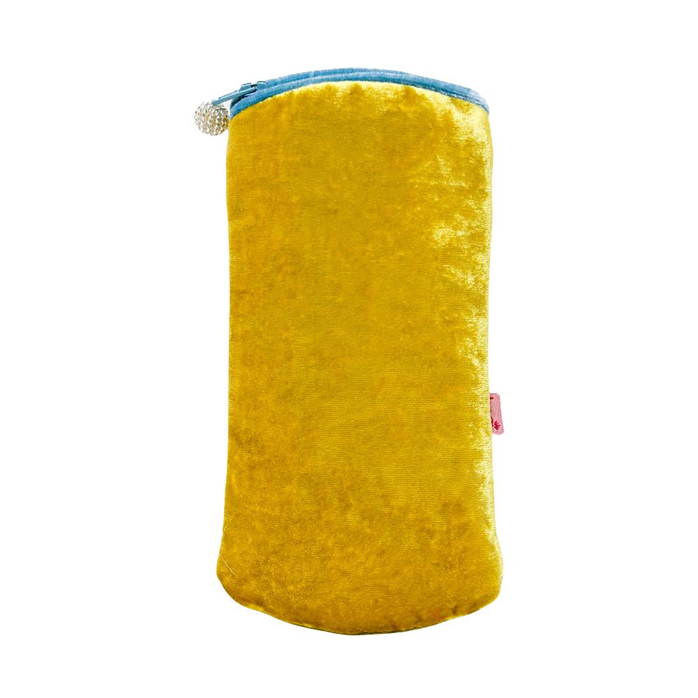 Lua - Velvet Spectacle/Glasses Case 9.5 x 19cms - Mustard Yellow/Turqu ...