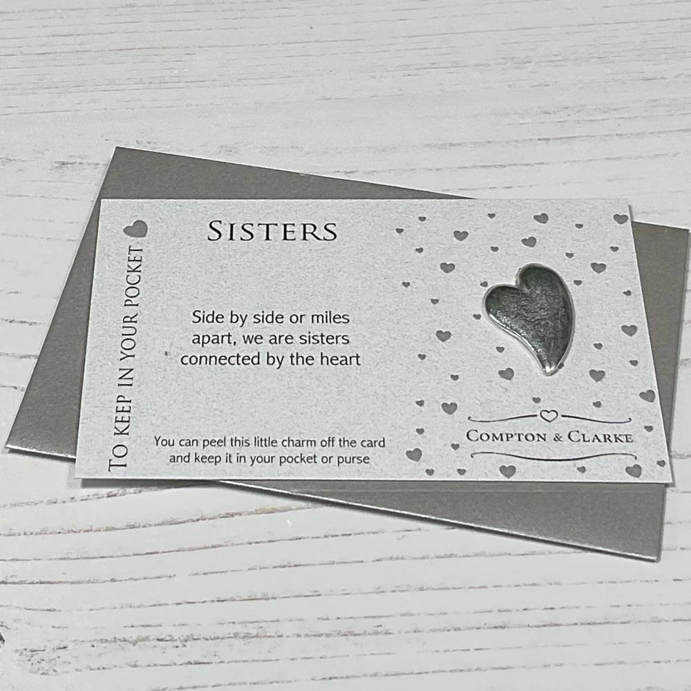 Sisters - Pocket Charm - Pewter Heart - Compton & Clarke – MadMolly