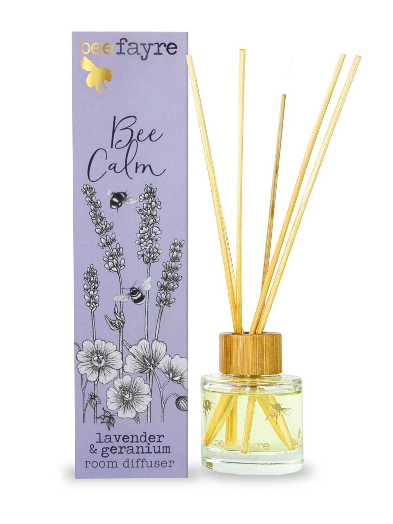 Beefayre - Bee Calm - Lavender & Geranium - Room Diffuser 50ml - Alcoh ...